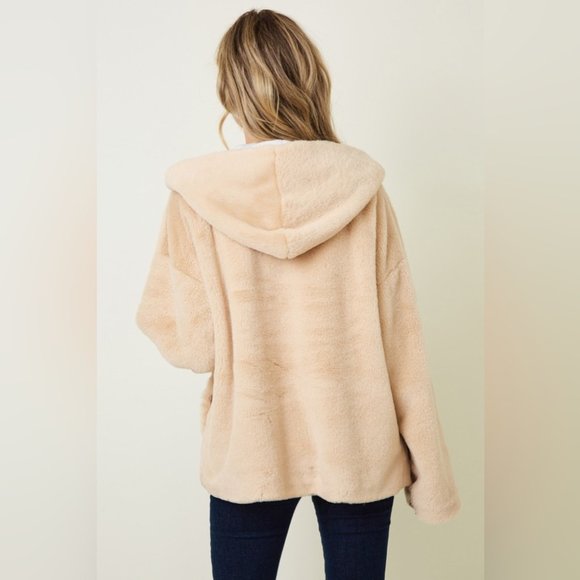 Jackets & Coats | Open Soft Faux Fur Jacket With Hoodie | Poshmark
